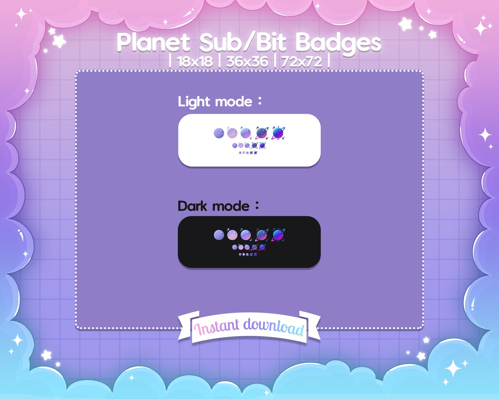 Planet Sub Badges - Twitch - Discord - Stream - Pastel - Cute - Sky ...