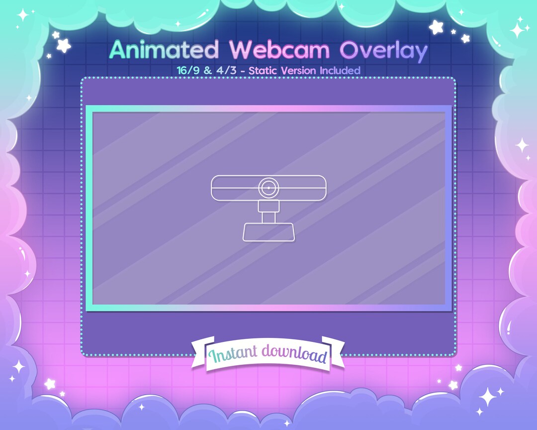 Animated "magical Pastel" Webcam Overlay 16/9 & 4/3 - Twitch - Border ...