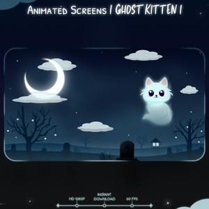 Animated Scene "ghost Kitten" Halloween - Spooky - Horror - Graveyard ...