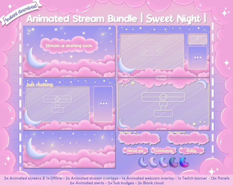 Animated sweet Night Complete Stream Bundle - Etsy