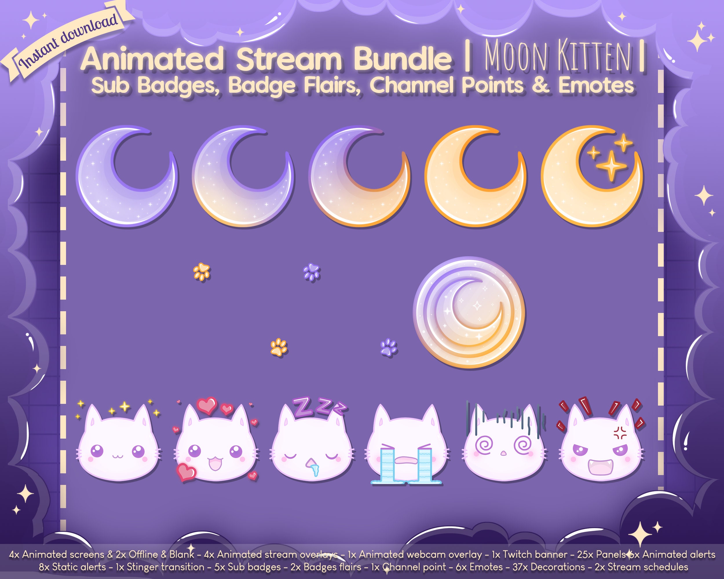 Animated moon Kitten Complete Stream Bundle - Etsy UK