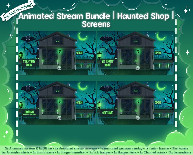 Animated "haunted Shop" Complete Stream Bundle - Overlay - Halloween ...