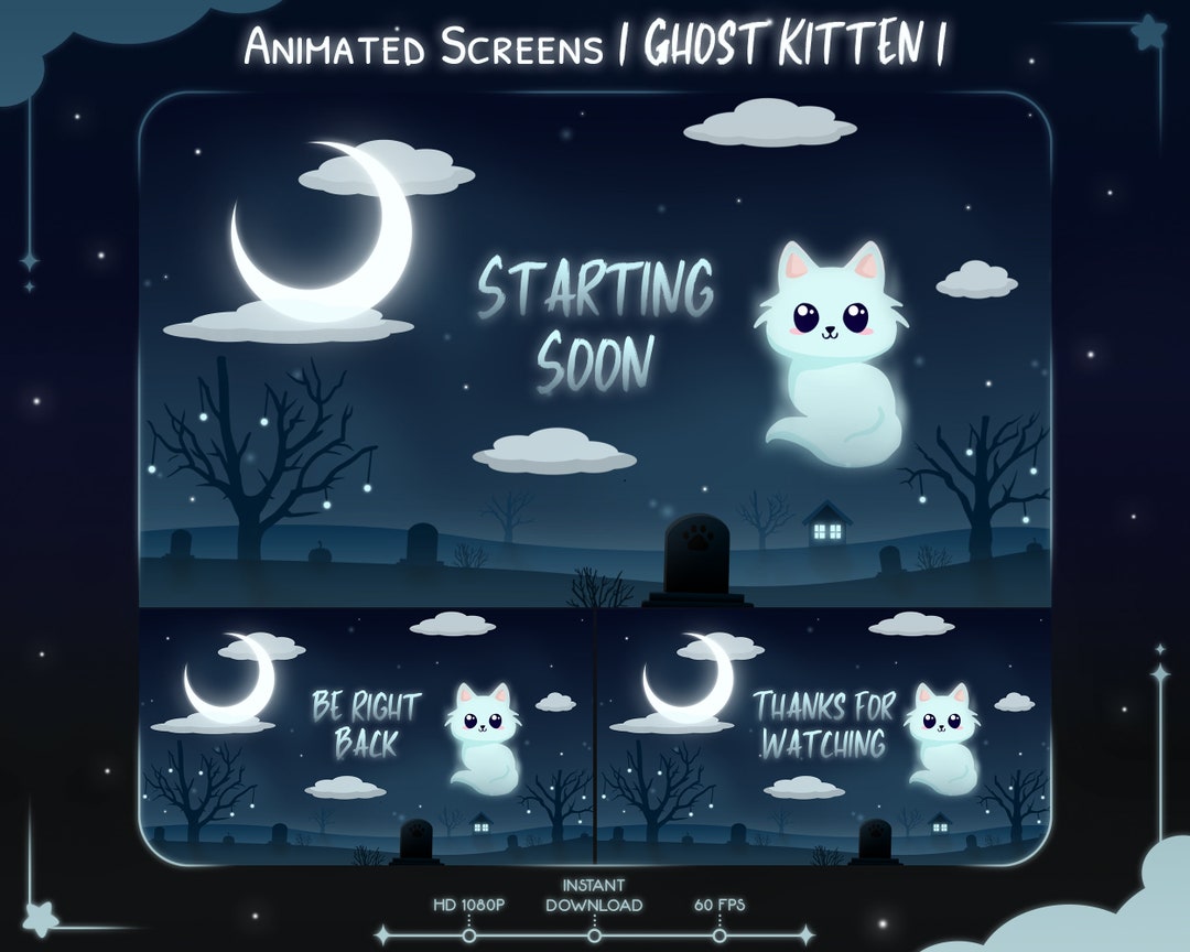 Animated Scene "ghost Kitten" Halloween - Spooky - Horror - Graveyard ...