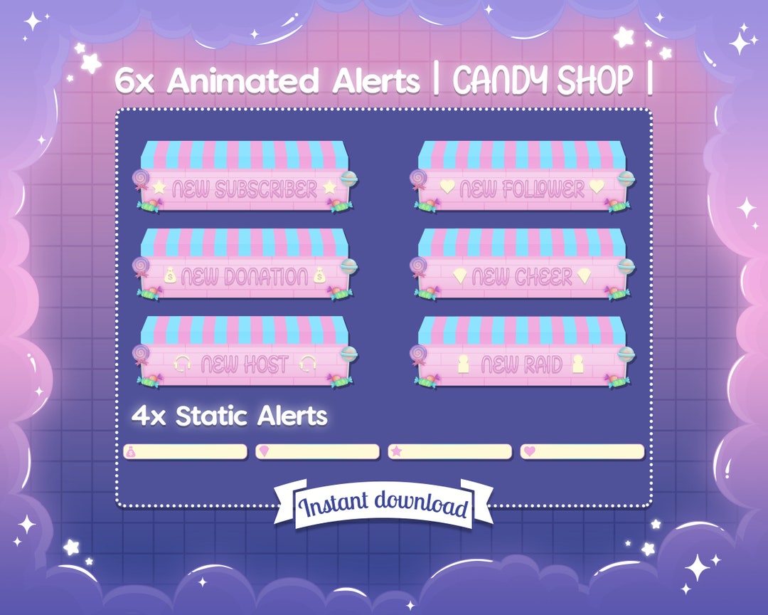 Animated "candy Shop" Alerts - Twitch - Overlay - Youtube - Stream ...