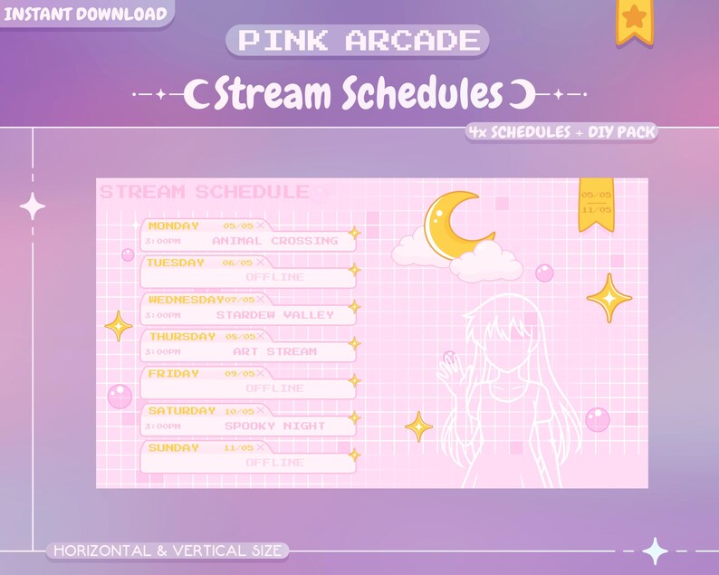 Stream Schedule "pink Arcade" - Twitch - Tiktok - Calendar - Agenda ...