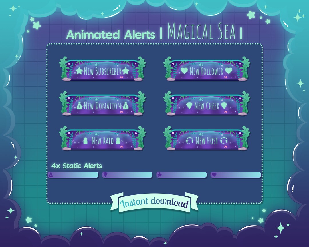 Animated "magical Sea" Alerts Pack - Twitch - Youtube - Stream ...