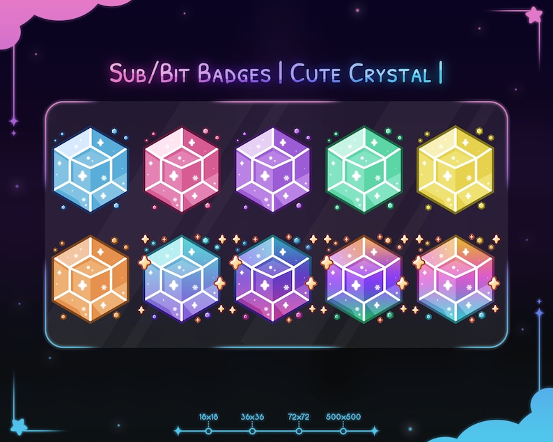 Cute Crystal Sub Bits Badges - Twitch - Discord - Stream - Pastel ...
