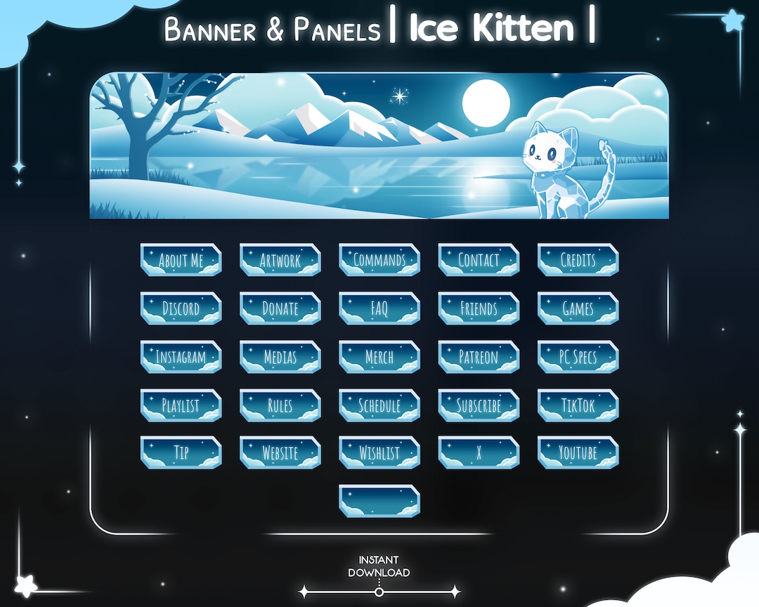Twitch "ice Kitten" Banner and Panels - Stream - Cat - Kitty - Neko ...