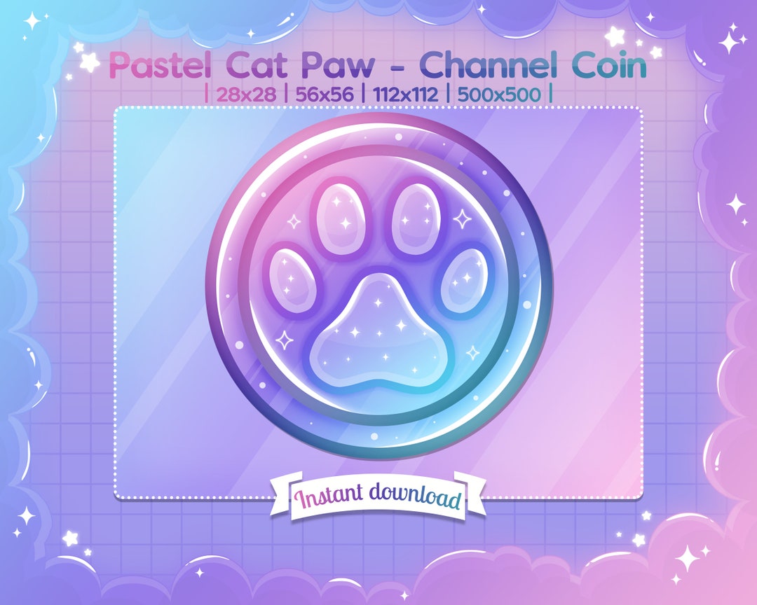 Moneda de canal de transmisión Pastel Cat Paw de Twitch Emote Discord ...
