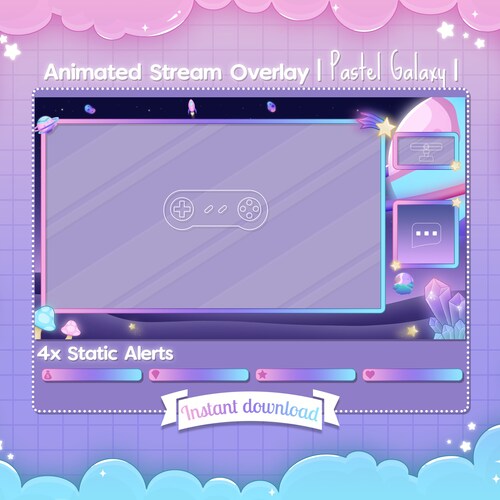 Animated pastel Galaxy Vtuber Overlay Twitch - Etsy