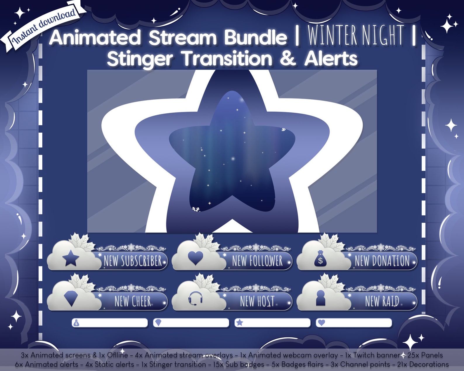 Animated winter Night Complete Stream Bundle | Etsy