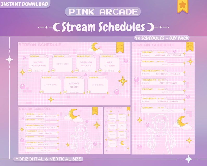Stream Schedule "pink Arcade" - Twitch - Tiktok - Calendar - Agenda ...