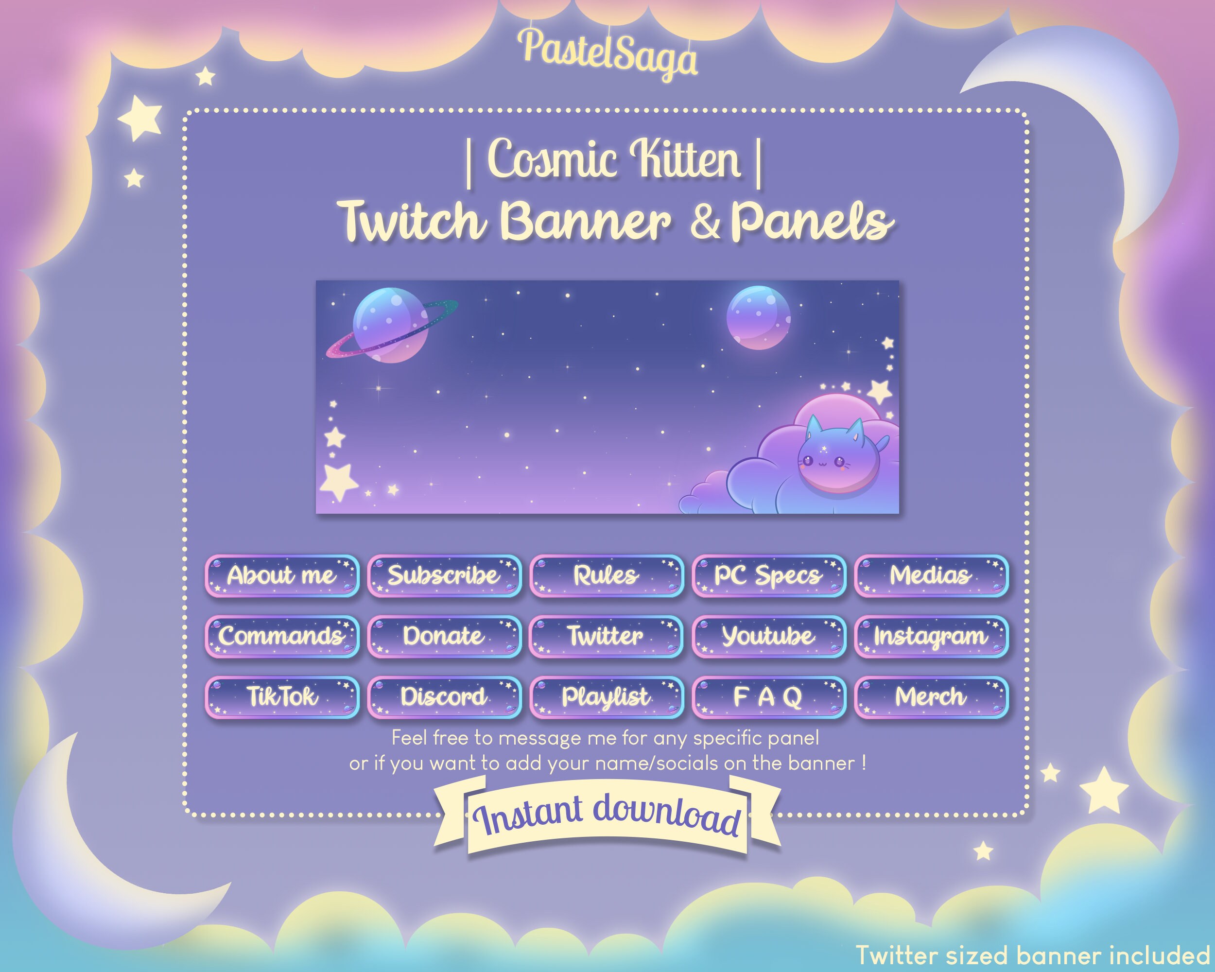 Twitch Cosmic Kitten Banner and Panels Twitter | Etsy