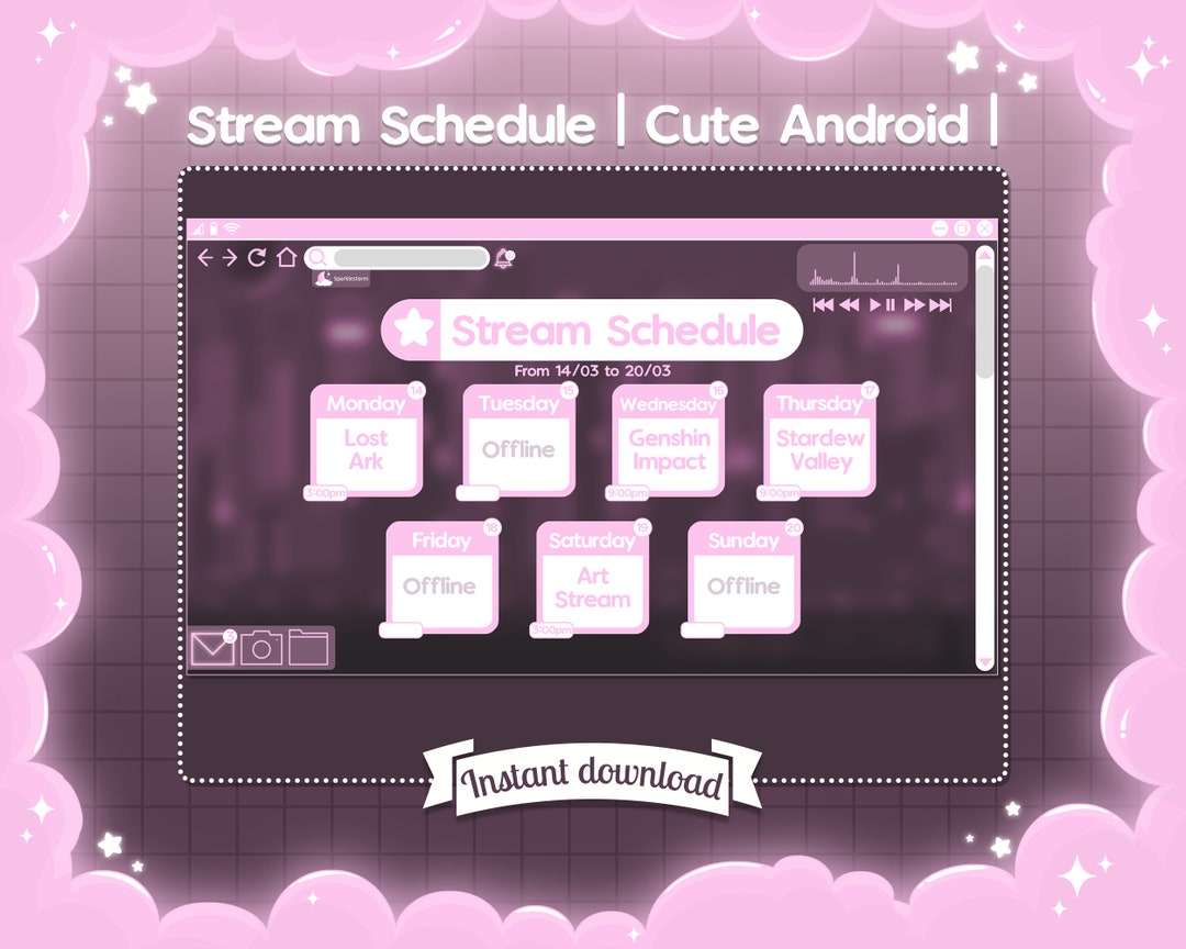 Stream Schedule "cute Android" - Twitch - Twitter - Customizable ...