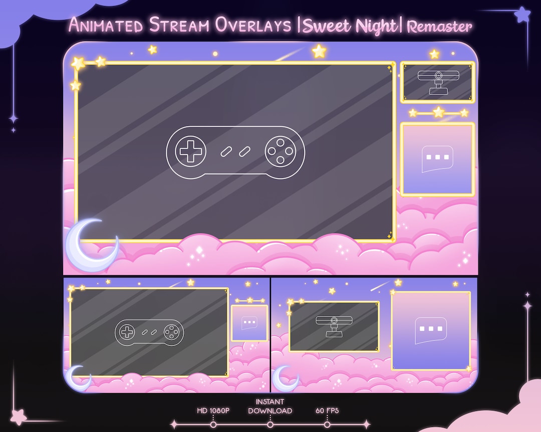 Animated "sweet Night" Overlay Pack Remastered - Ingame & Just Chatting ...