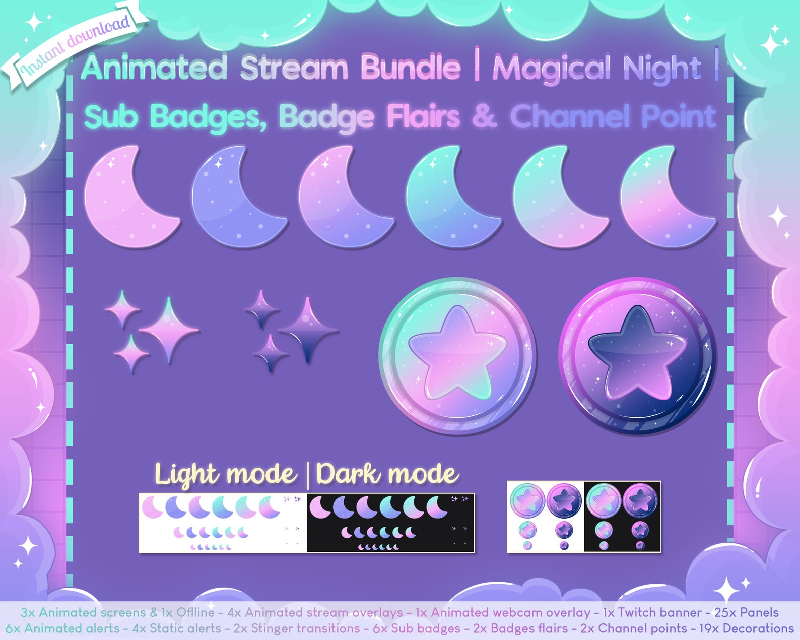 Animated magical Night Complete Stream Bundle | Etsy