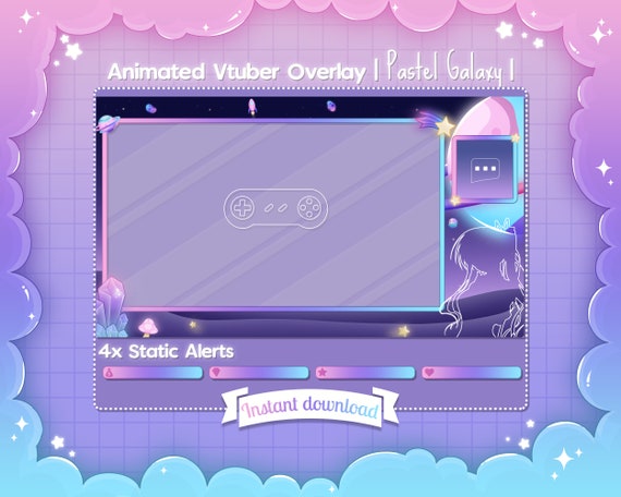 Animated pastel Galaxy Vtuber Overlay Twitch - Etsy