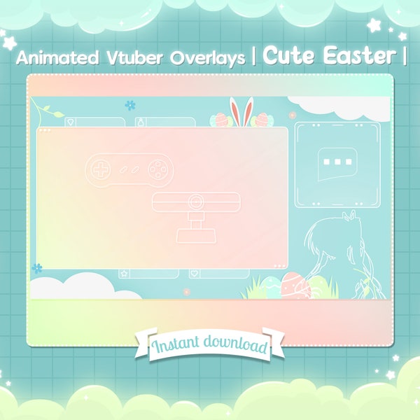 Twitch Background Overlay Vtuber Easter - Etsy