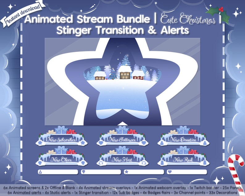 Animated "cute Christmas" Complete Stream Bundle - Package - Twitch ...