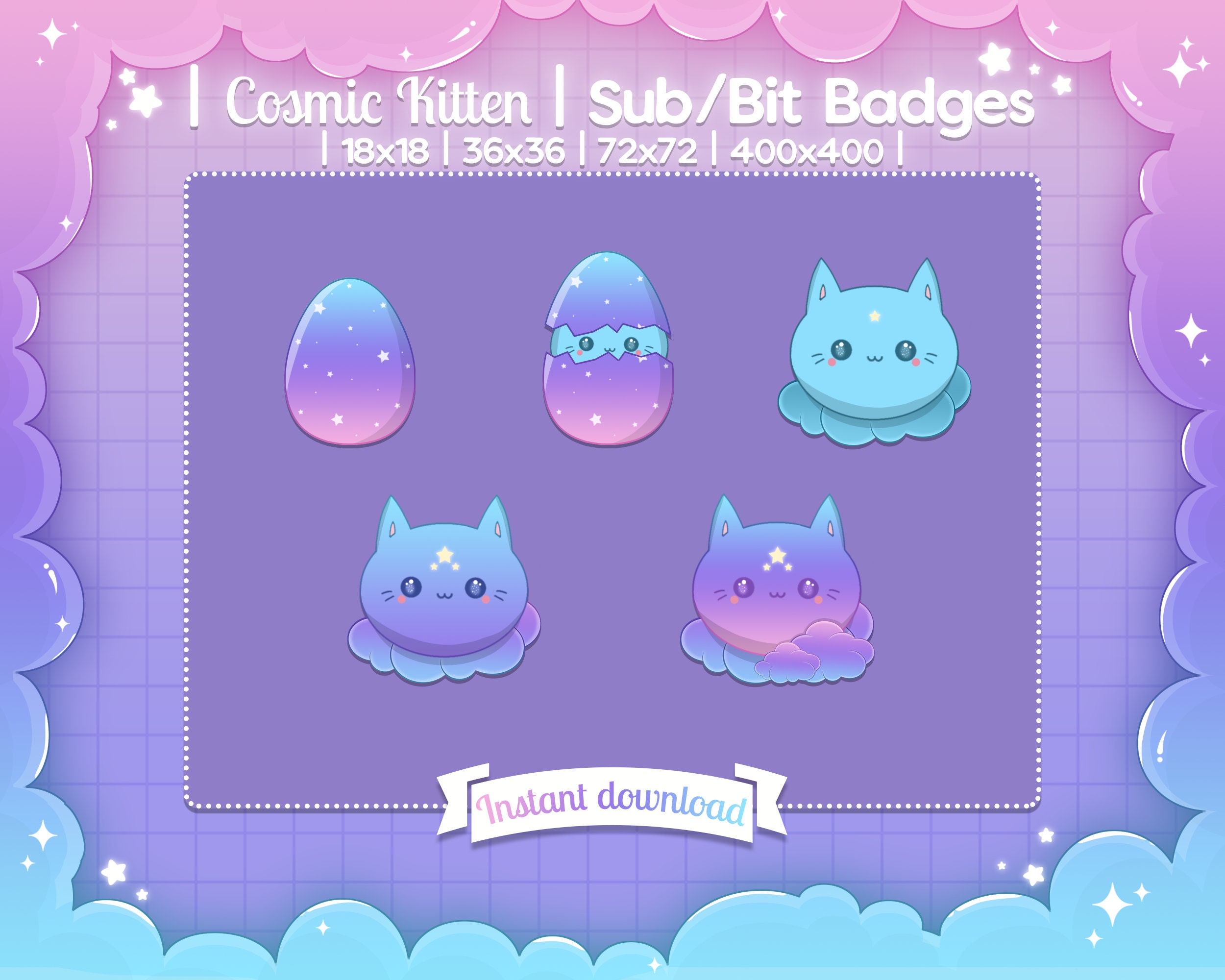 Cosmic Kitten Sub Badges Twitch Discord Stream Cloud - Etsy