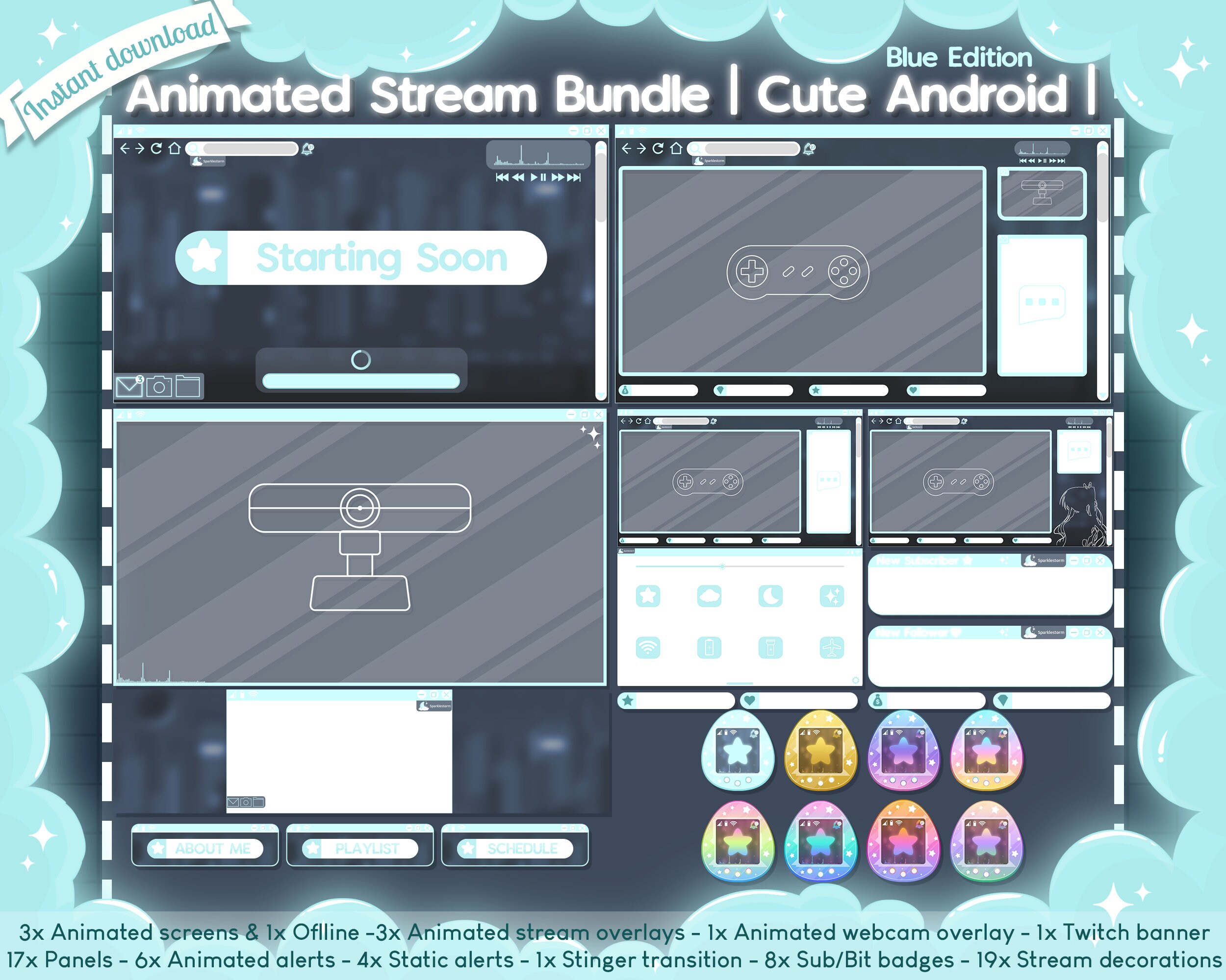 Animated cute Android Blue Edition Complete - Etsy