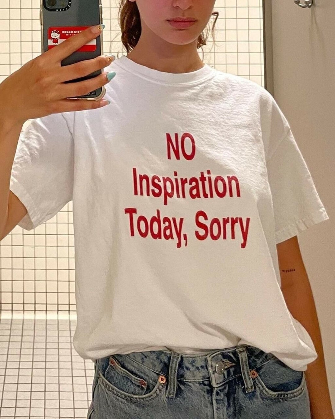 No Inspiration Today Sorry Aesthetic Unisex Tee 00s Slogan T-shirt Y2K ...
