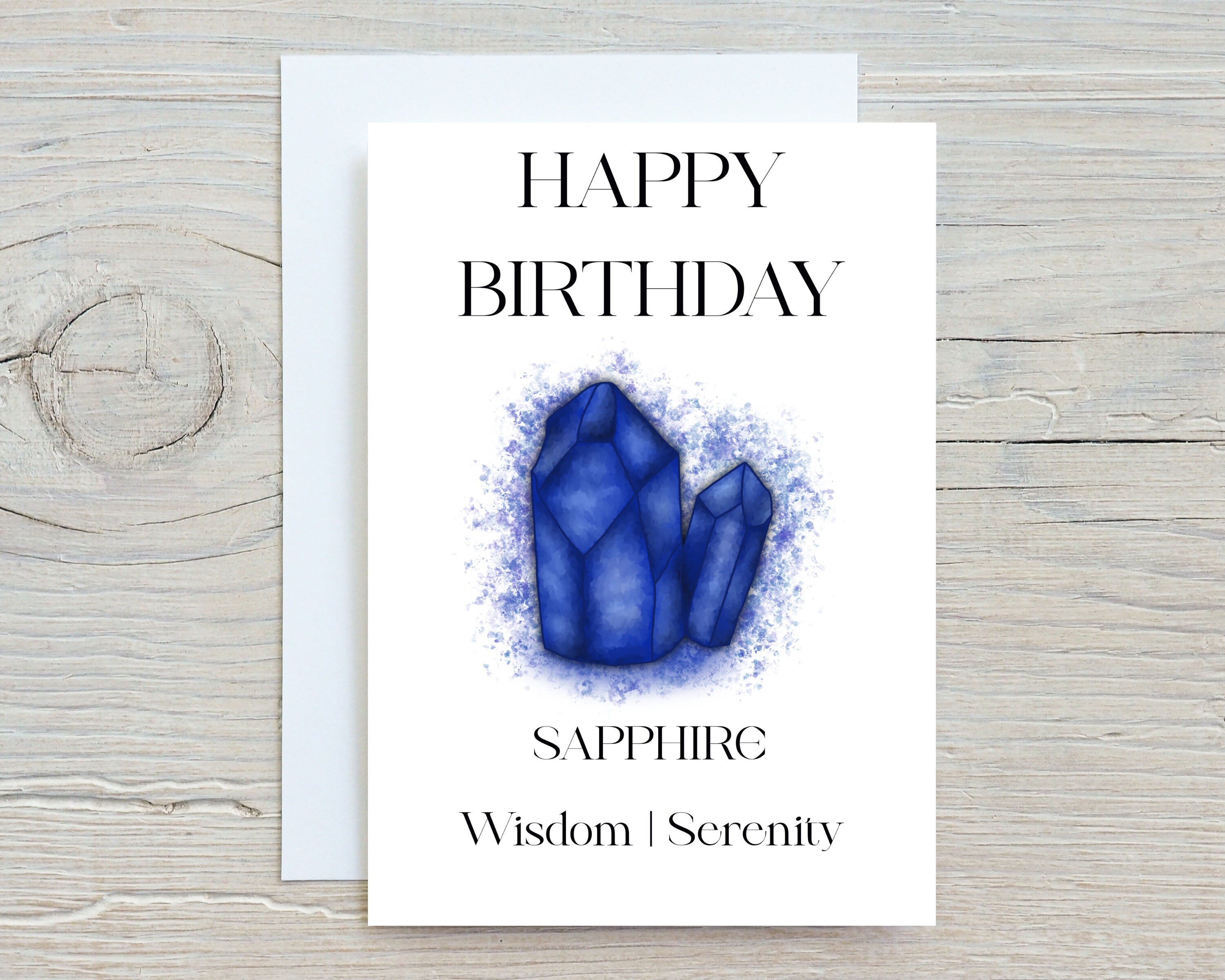 Birthstone Birthday Card, Crystal Greeting Card, 5x7 Card, Unique ...