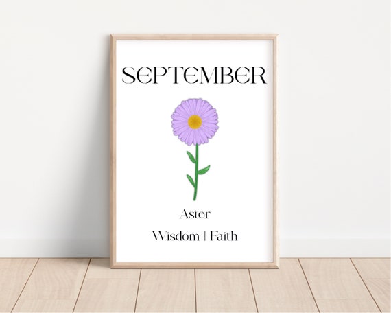 September Aster Birth Flower Print Flower Poster A4 Wall - Etsy