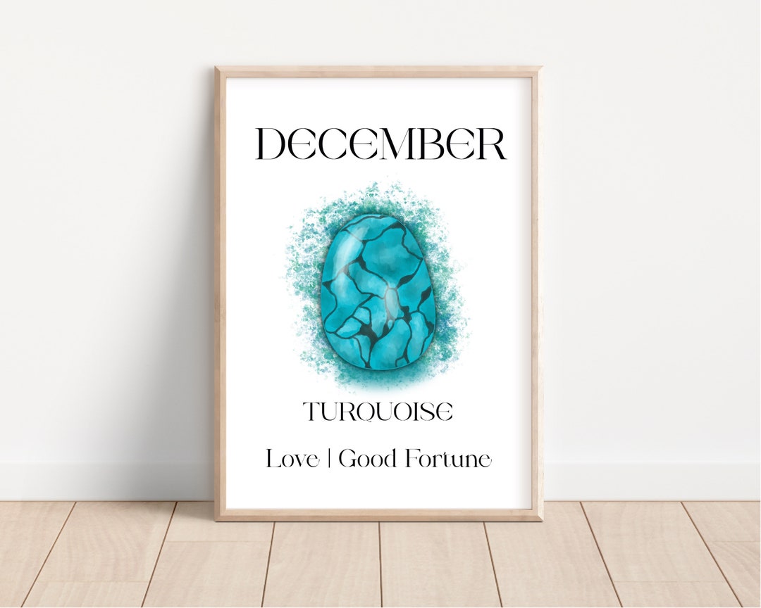 December Turquoise Birthstone Art Print, Illustrated Crystal Print ...
