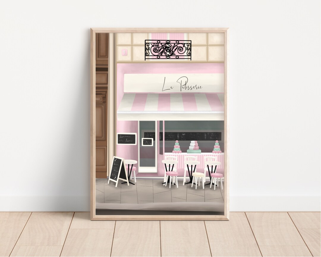Pink Pastel Patisserie Print, Shopfront Wall Art, Paris Cake Shop ...
