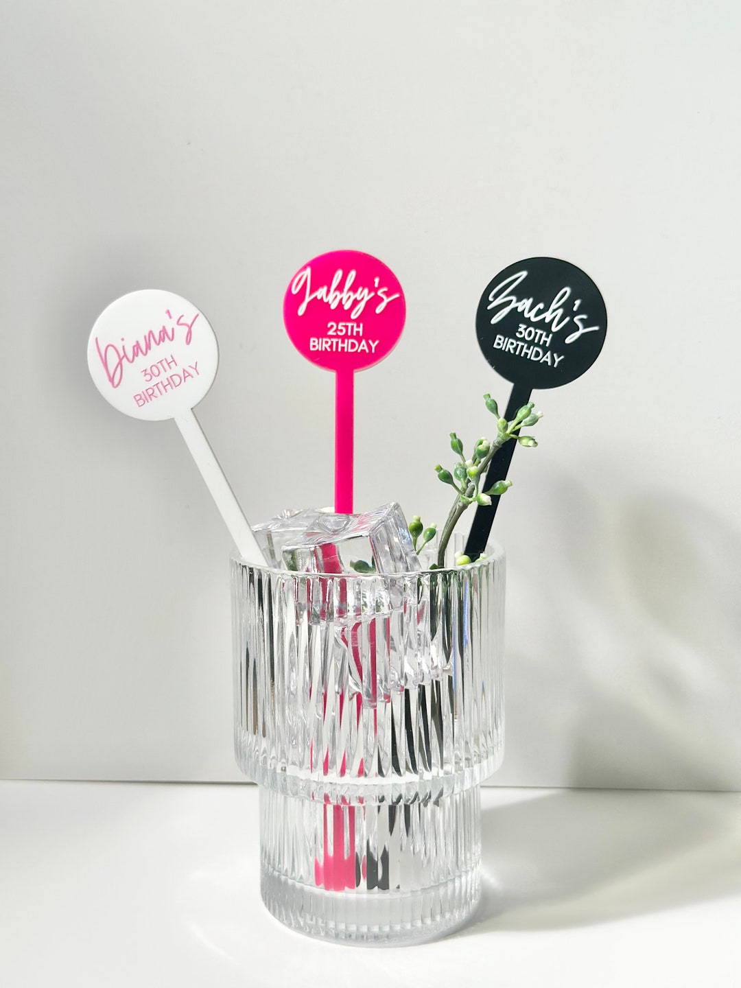 Custom Cocktail Stirrers, Milestone Birthday Drink Stirrer, 30th ...