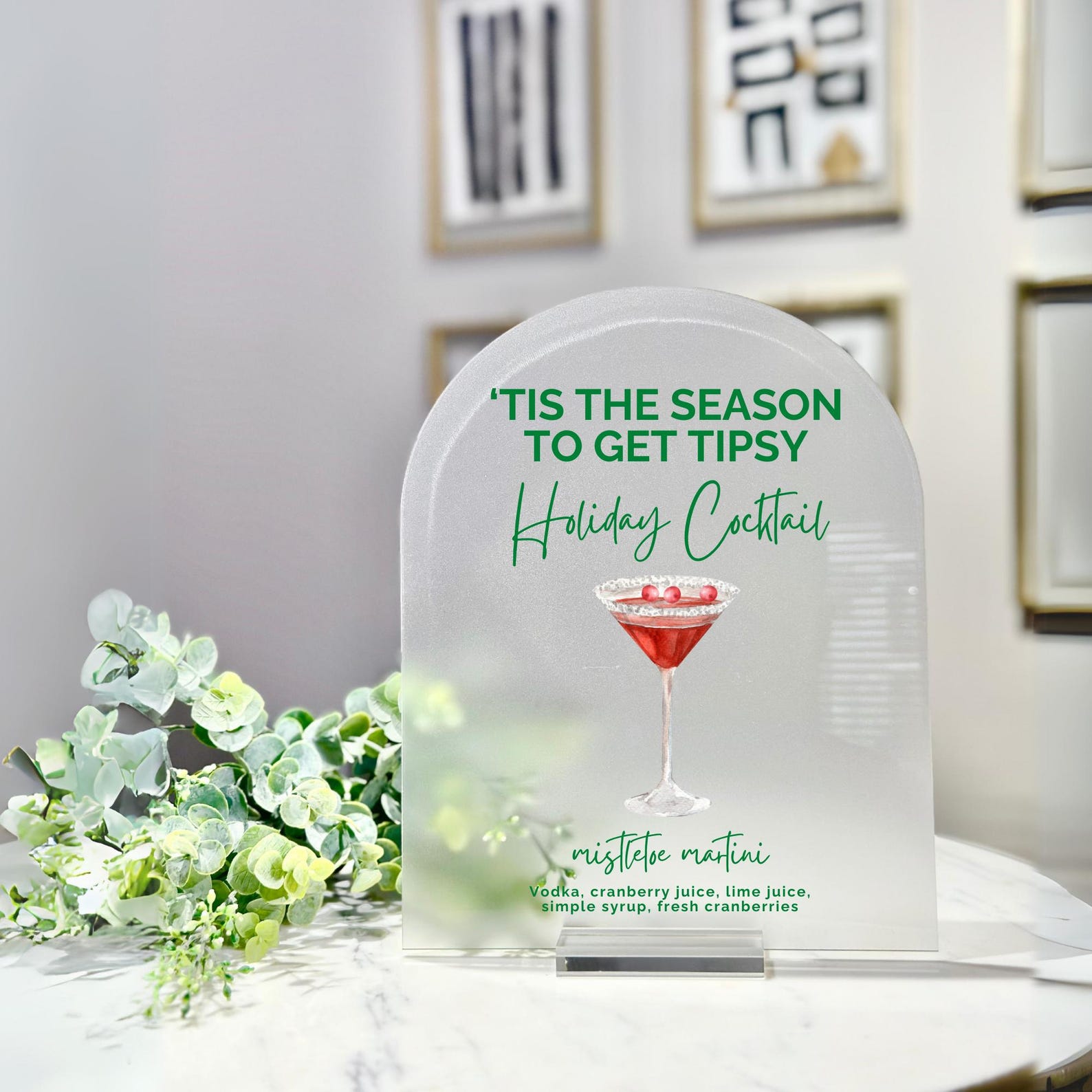 Custom Holiday Cocktail Bar Sign - Personalized Acrylic Sign for ...