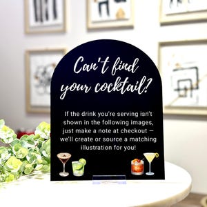 Signature Cocktails Bar Sign, Bar Menu, Acrylic Arch Wedding Bar Sign ...