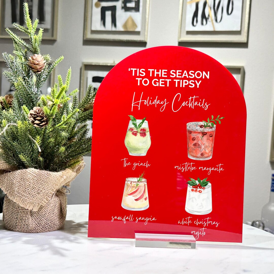 Custom Holiday Cocktail Bar Sign - Personalized Acrylic Sign for ...