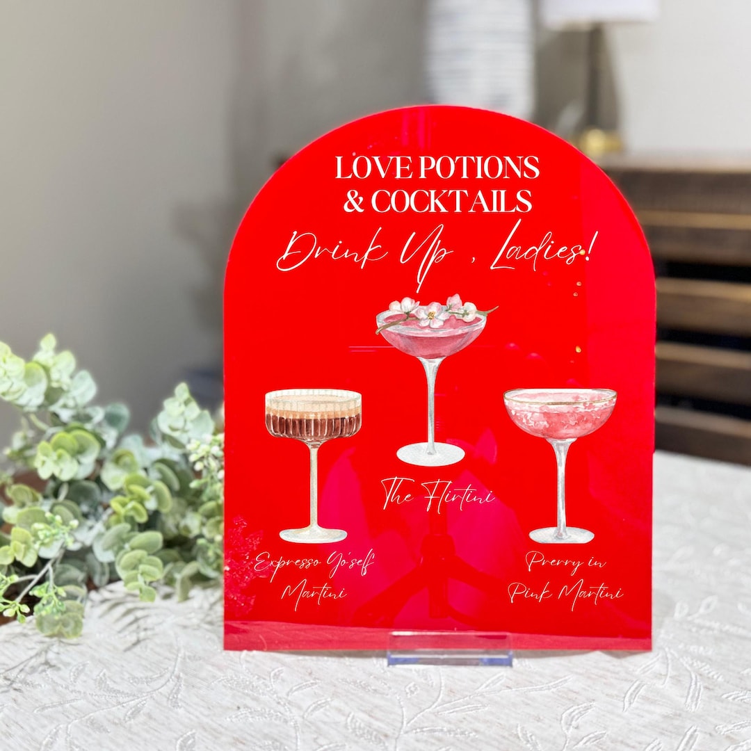Custom Galentine's Day Cocktail Menu Sign | Acrylic Bar Sign ...