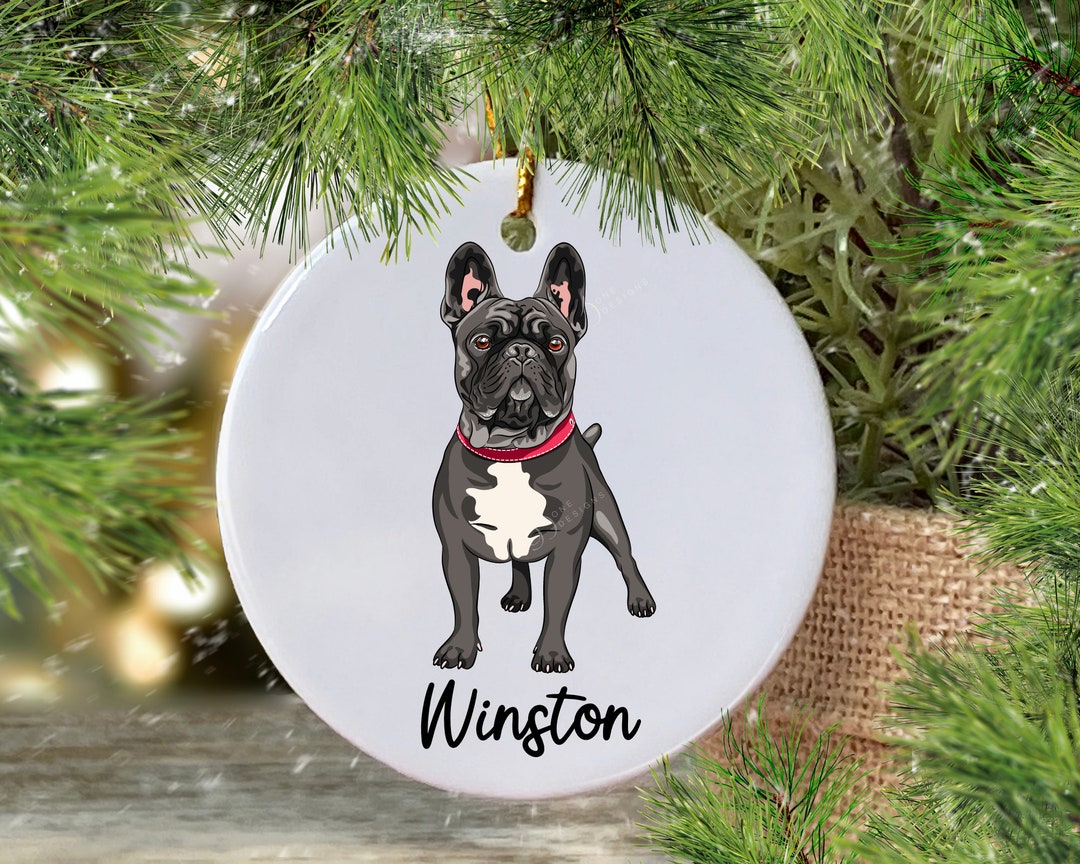 Frenchie Dog Christmas Ornament Personalized, Frenchie Holiday Ornament ...