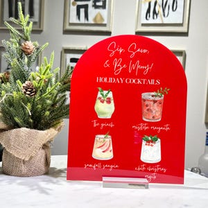 Custom Holiday Cocktail Bar Sign - Personalized Acrylic Sign for ...