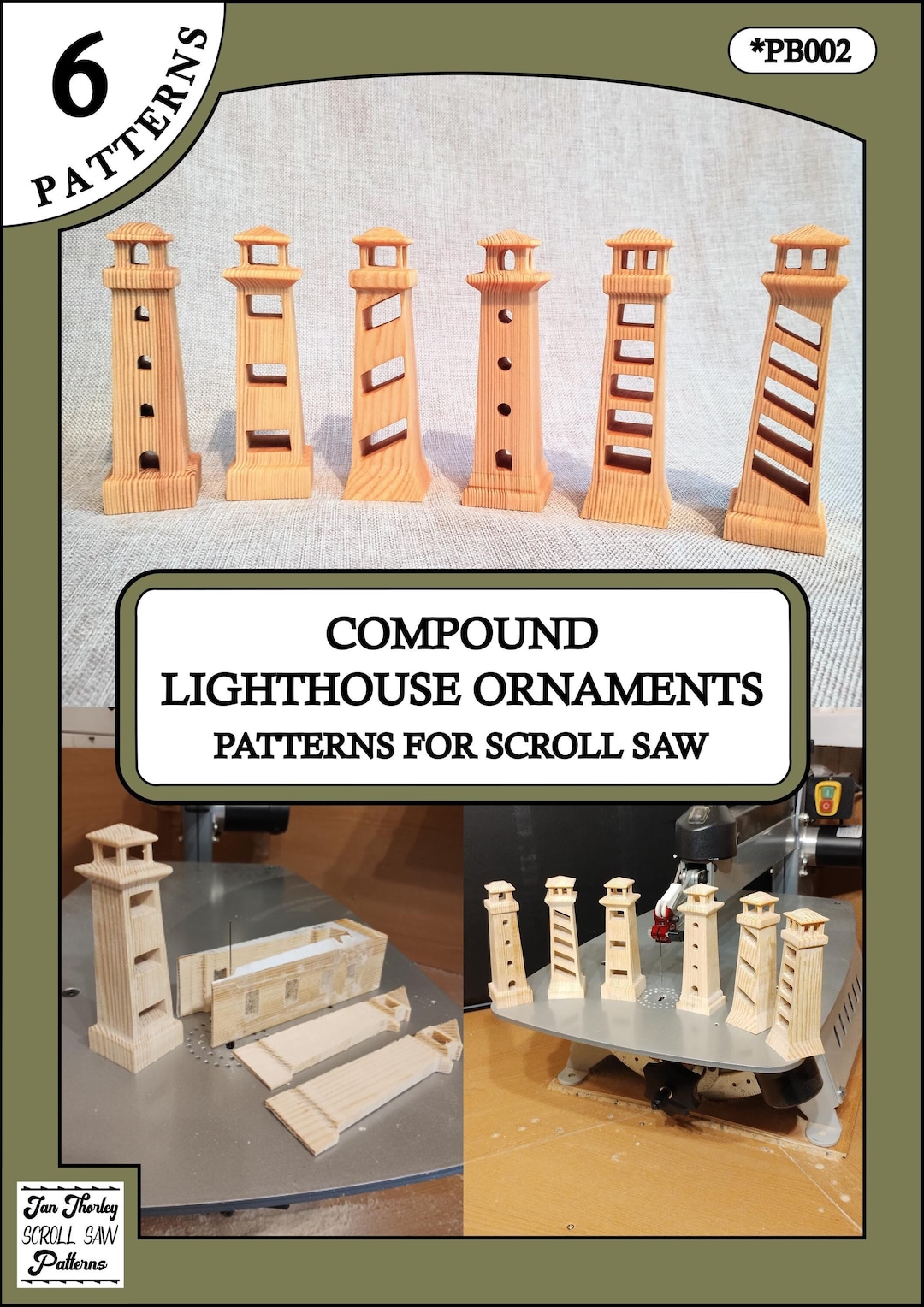 PB002 Compound Lighthouse Ornament Scroll Saw Pattern Set. 3d Scrollsaw Cutting Patterns ...