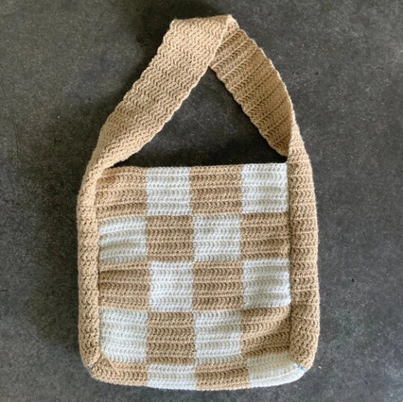 Checkered Crochet Tote Pattern - Etsy