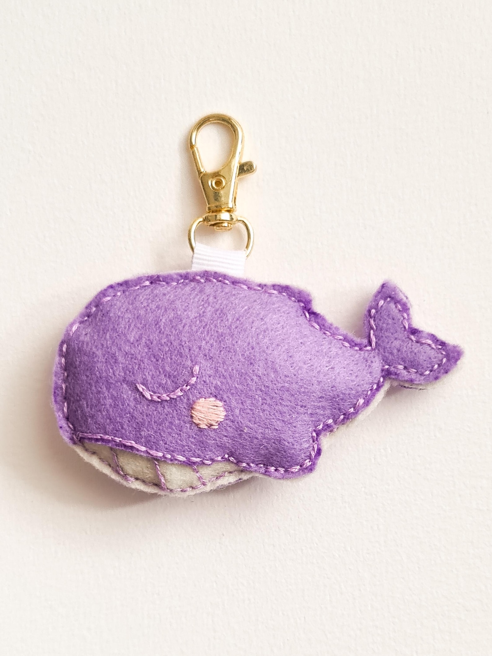 Purple Whale Embroidered Felt Plush Handmade Bag Charm - Etsy