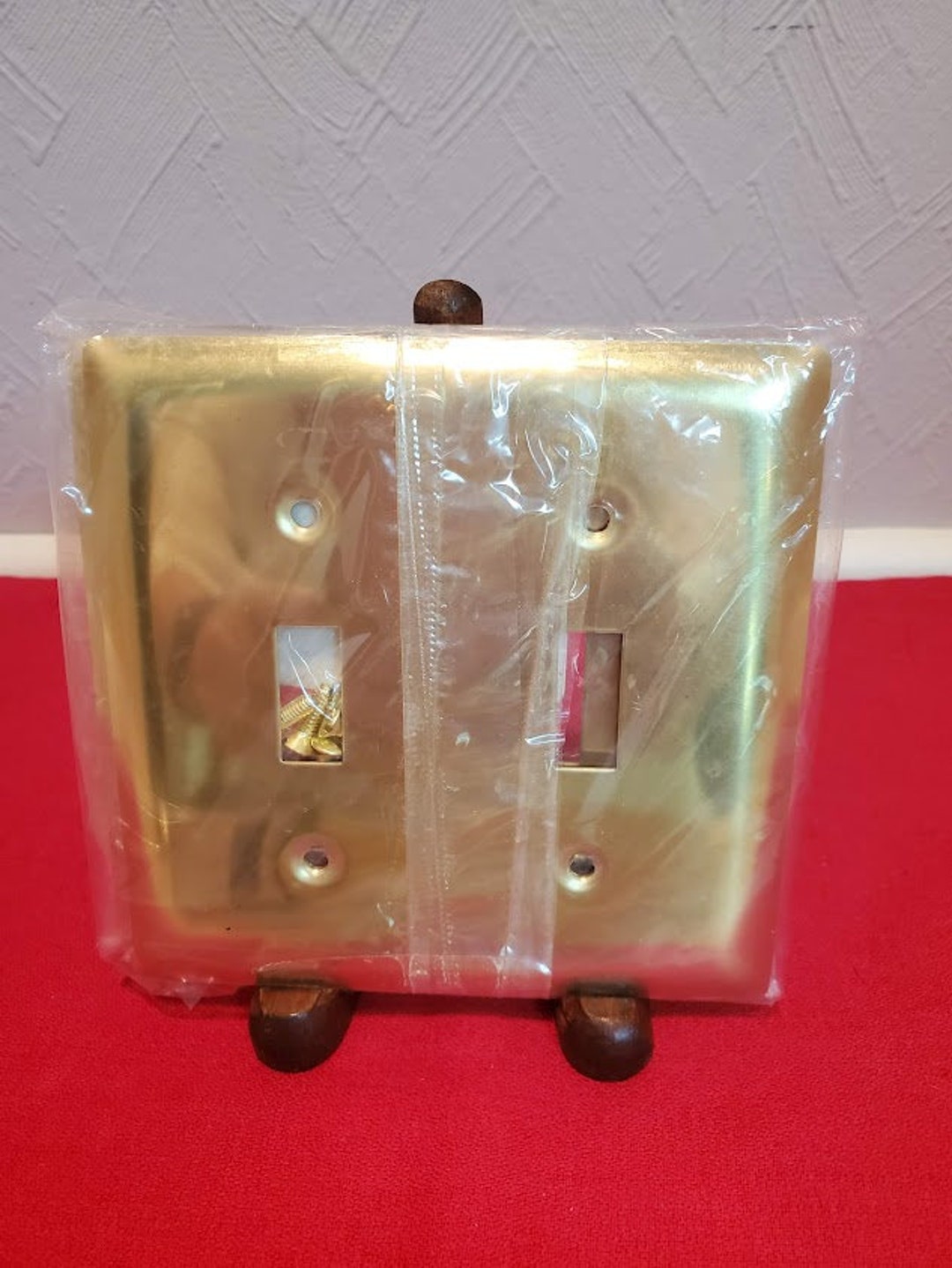 Vintage Two Toggle Polished Brass Light Switch Plates With Screws New ...
