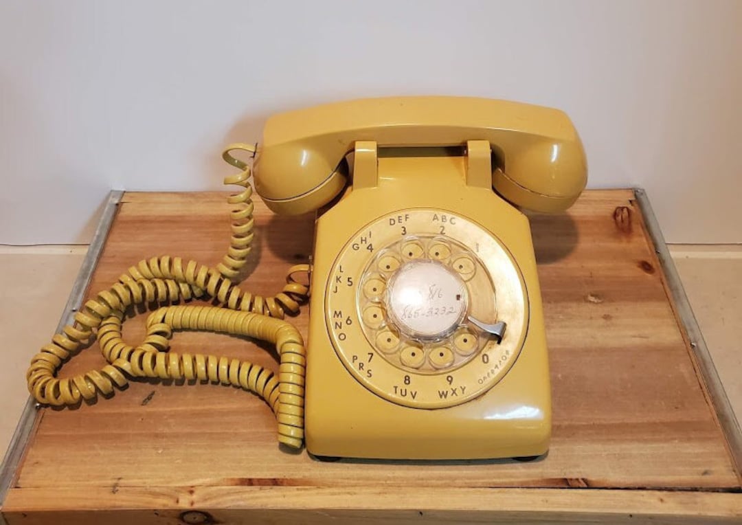 Vintage Yellow Gold Rotary Telephone Rare Color - Etsy