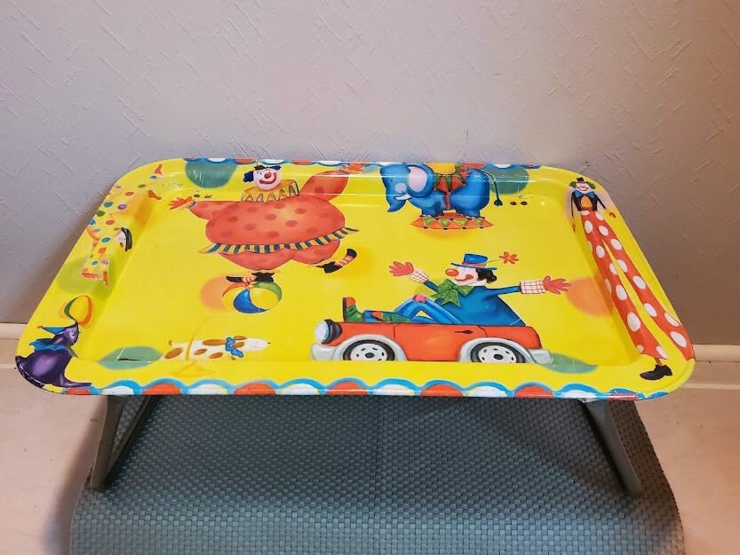 Rare- Vintage Yellow Clown Child's TV Folding Lap Tray Serving Tray ...
