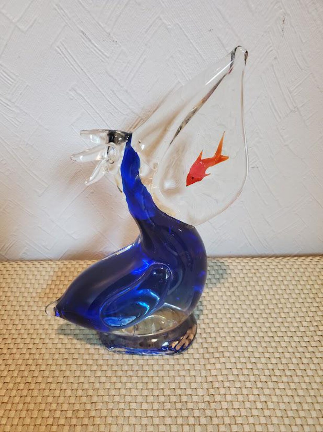 Vintage Murano Style Blown Glass Pelican With Fish - Etsy