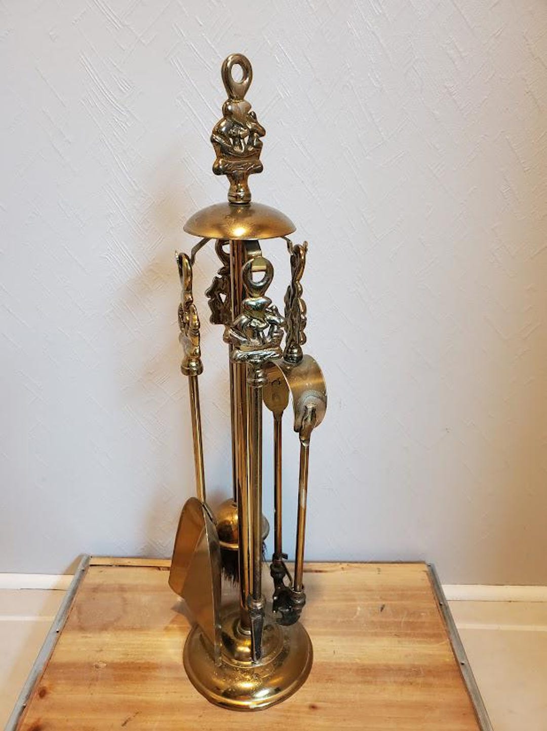 Vintage Gold Tone Metal Fireplace Tool Set 19.5 Tall Unique Design - Etsy