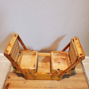 Vintage Mexican Folk Art Two Tier Wooden Sewing Box - Etsy