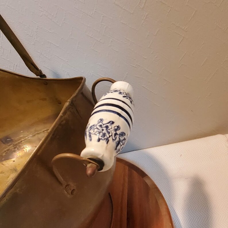 Vintage Large Brass Coal Scuttle Delft Handles Lion Decor - Etsy