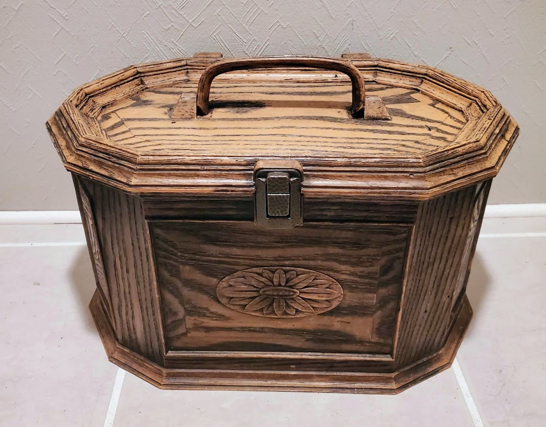 Vintage Large Lerner Faux Wood Sewing Box - Etsy