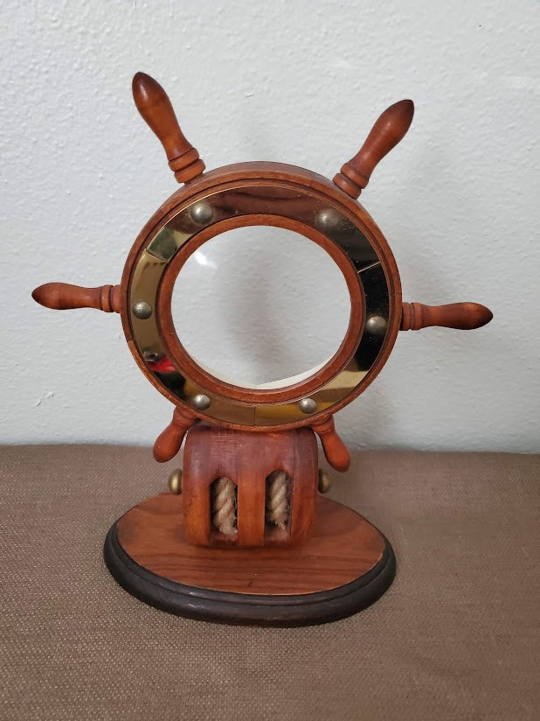 Vintage Nautical Wood Wheel Rope Frame - Etsy