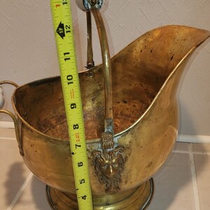 Vintage Brass Coal Scuttle Delft Handles Lion Decor - Etsy
